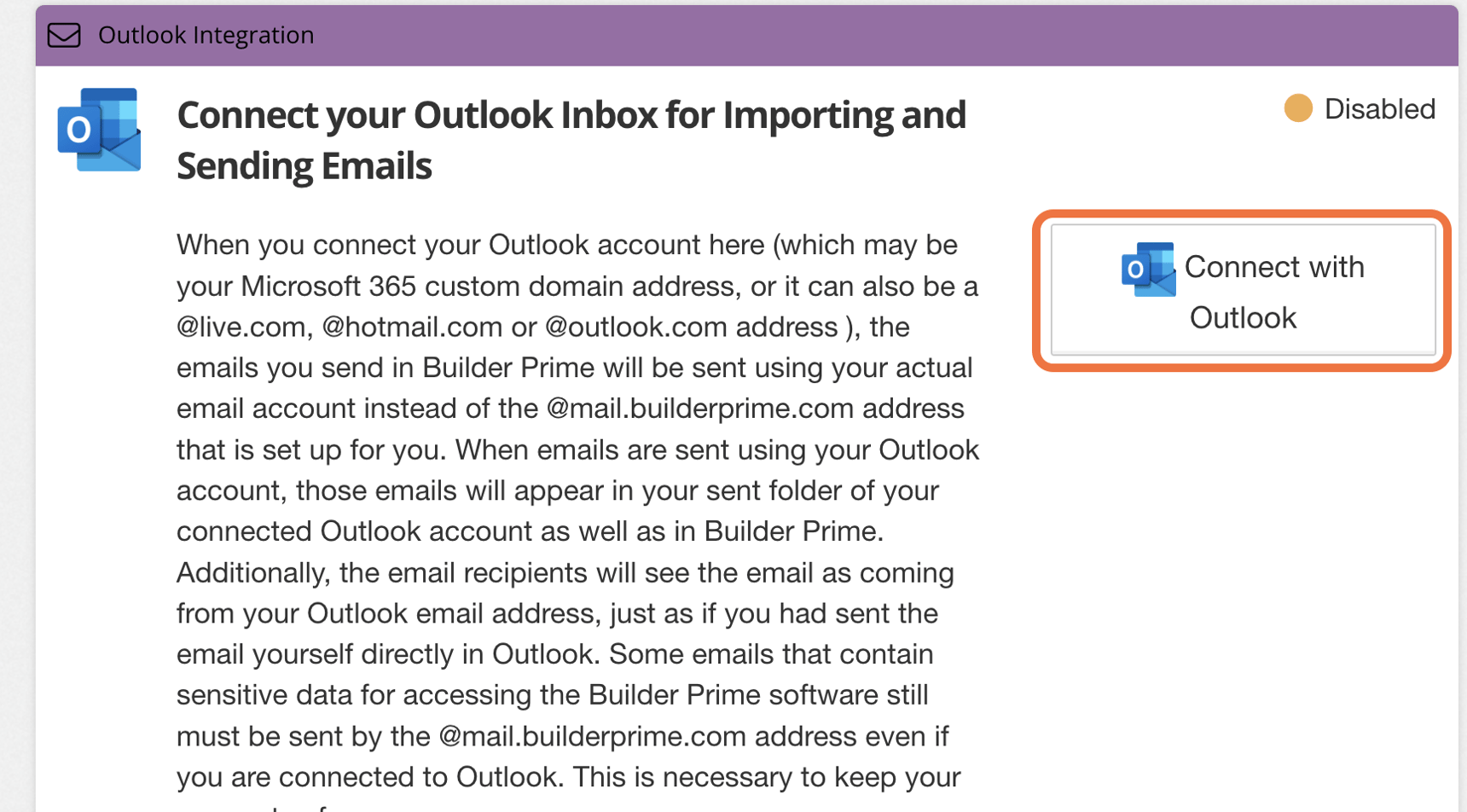 Integrating Outlook Email