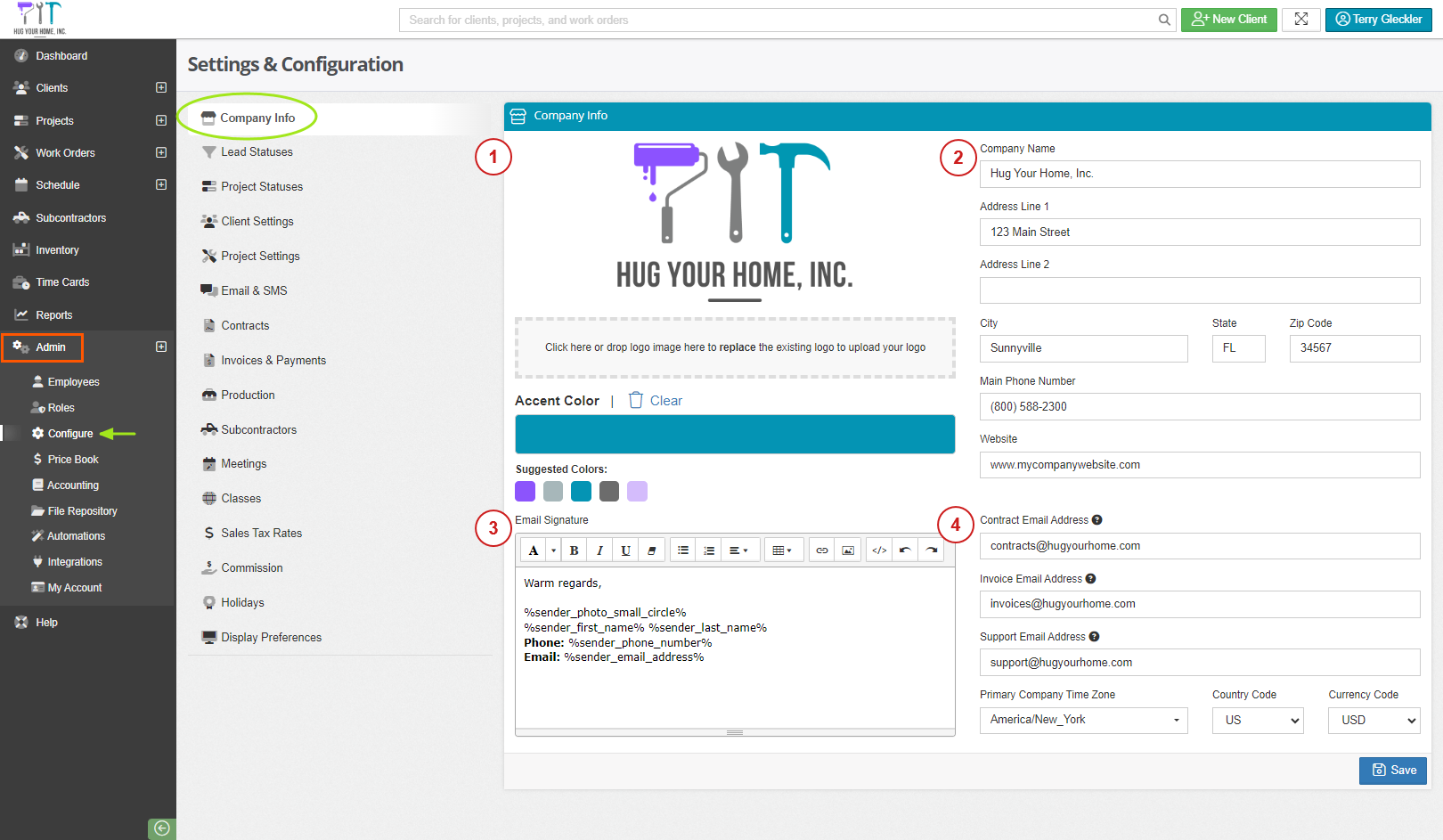 Setting Up Company Information