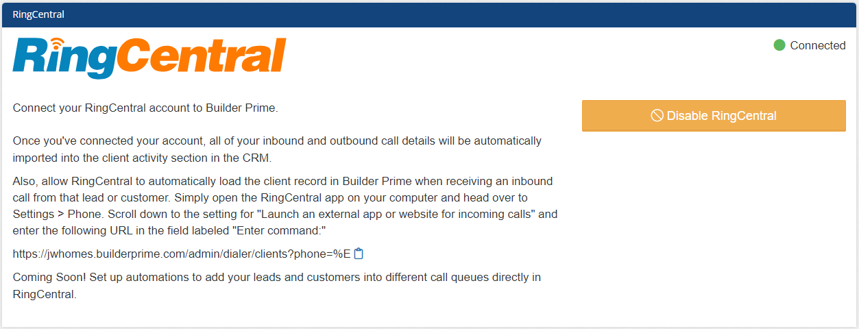 RingCentral Integration