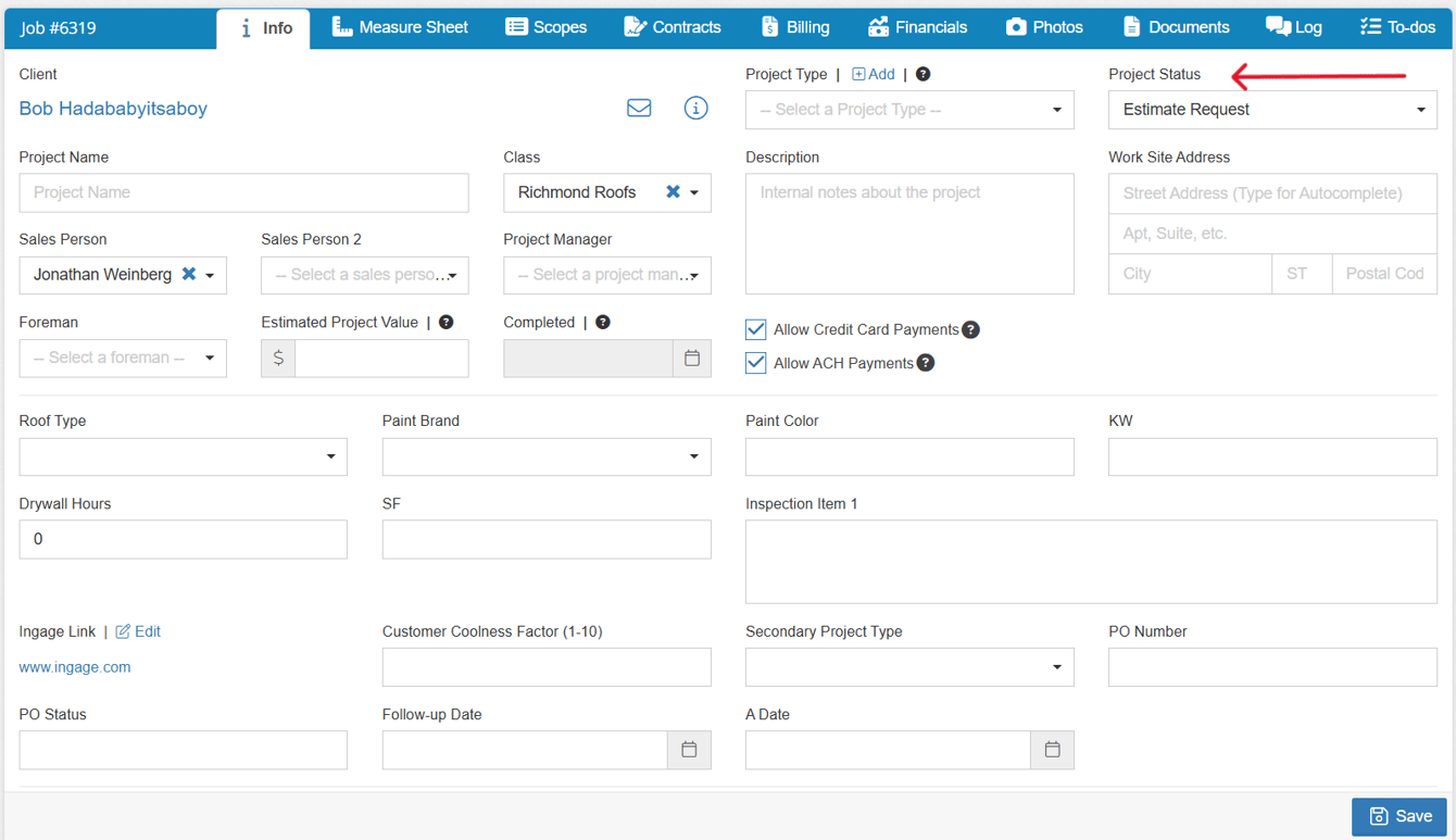 Project Status Configuration